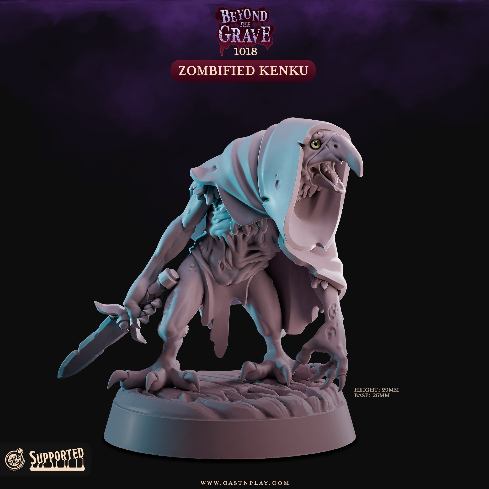 Zombified Kenku Undead Miniature Figure – D&K Custom Prints