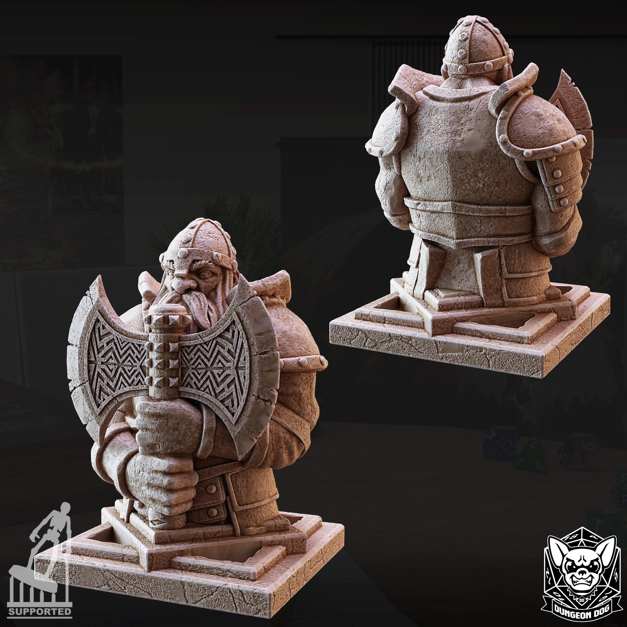 Dwarven Statue & Broken Variant – RPG Terrain – D&K Custom Prints
