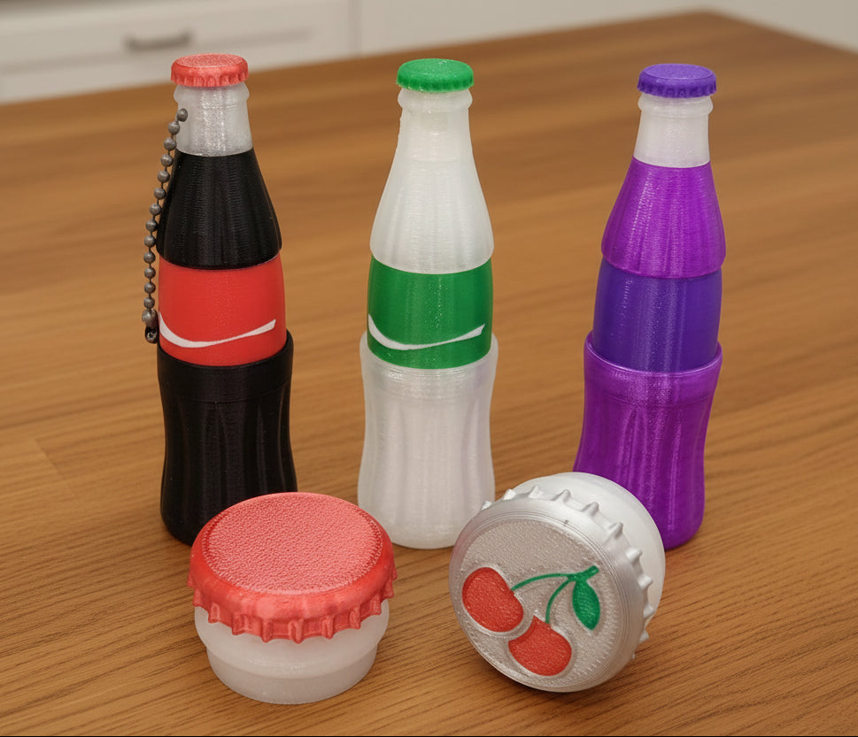 Soda Bottle Clicker Keychains – 3D Printed Fidget Toy – D&K Custom Prints