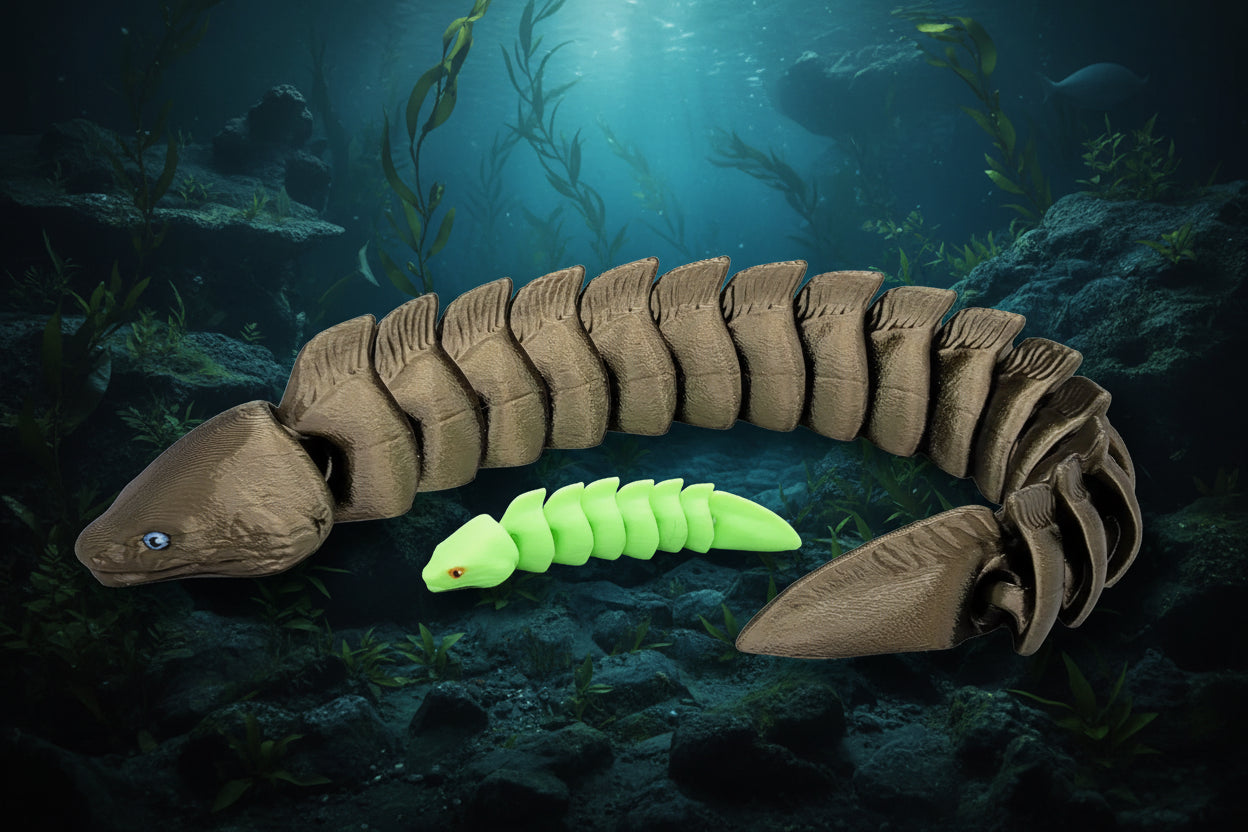 3D Printed Articulated Moray Eel – Toy, Keychain, or Earrings – D&K ...