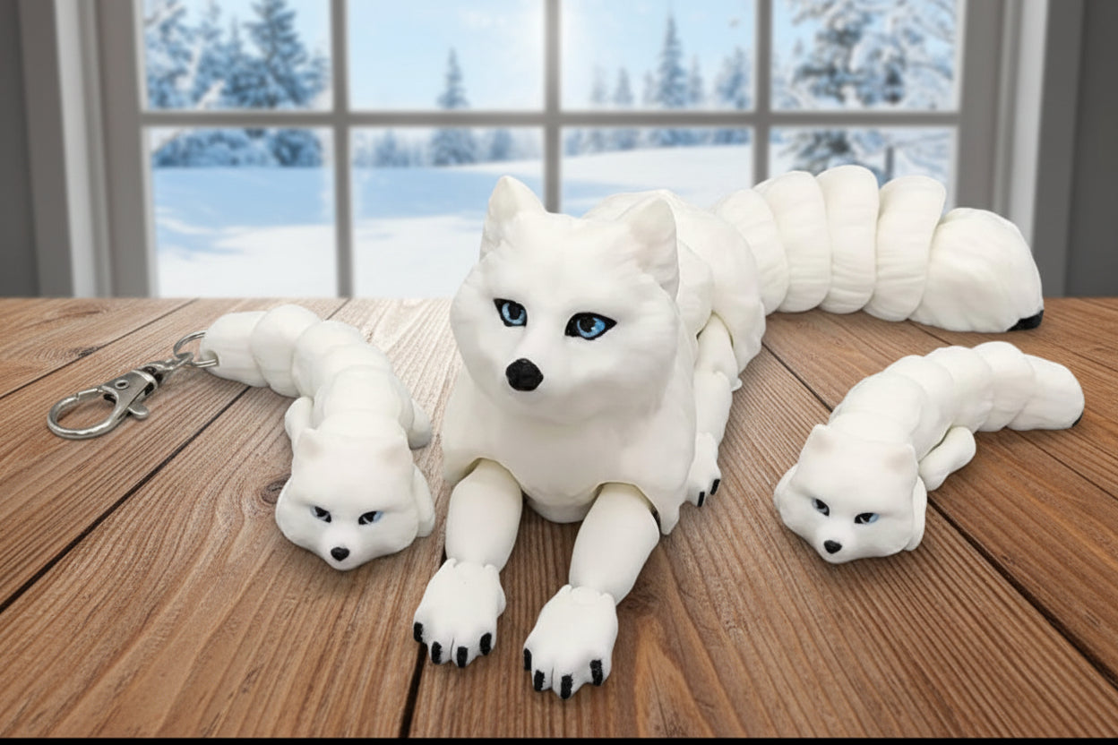 Flexi Arctic Fox Toy or Keychain – Articulated Fidget Animal – D&K ...