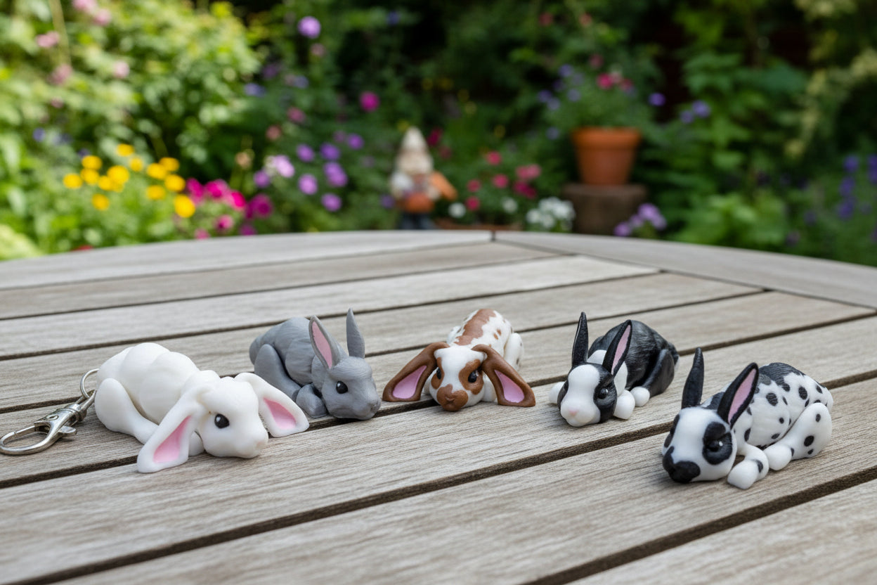 Articulated Bunny Toy or Keychain – Fidget with Floppy or Ears-Up Style ...