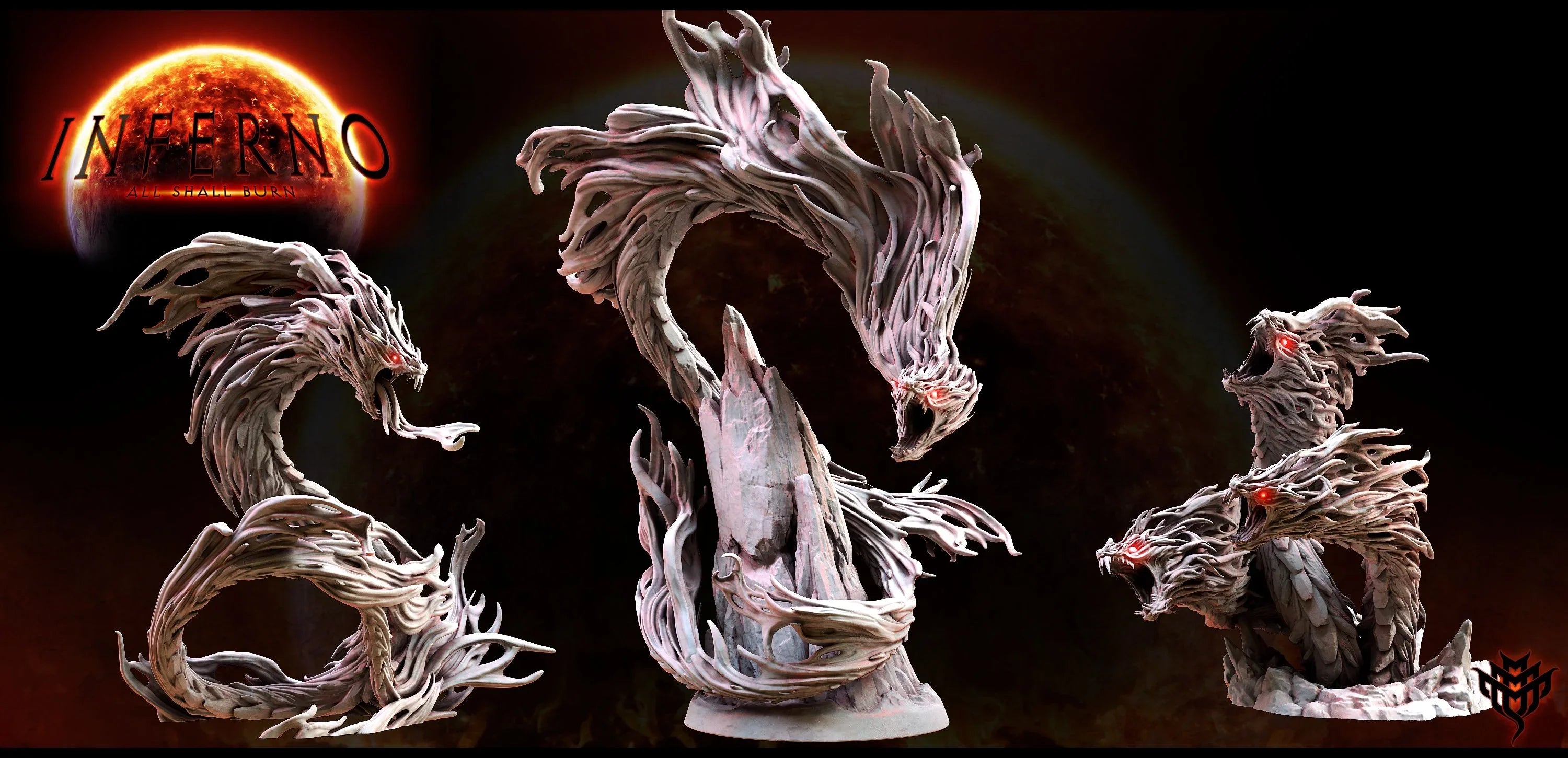 Hell Fire Ophidian – Elemental Serpent | 3 poses | TTRPG's – D&K Custom ...