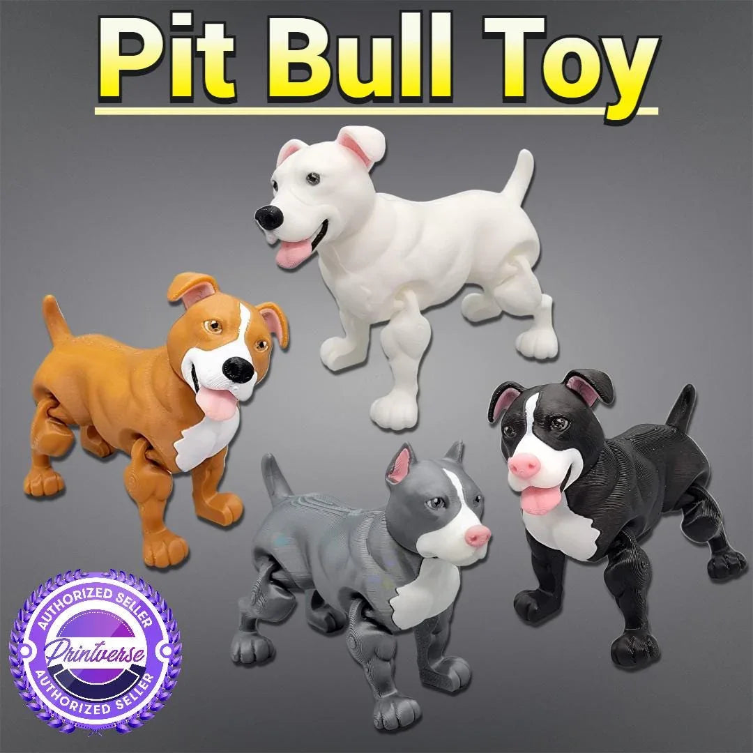 Cute Pitbull Toy with Sweet Smile – 3D Printed, 2 Sizes, Custom Colors ...